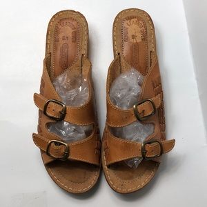 Rapallo | Shoes | Vintage 8s Rapallo Leather Boho Sandals Wood Heel ...